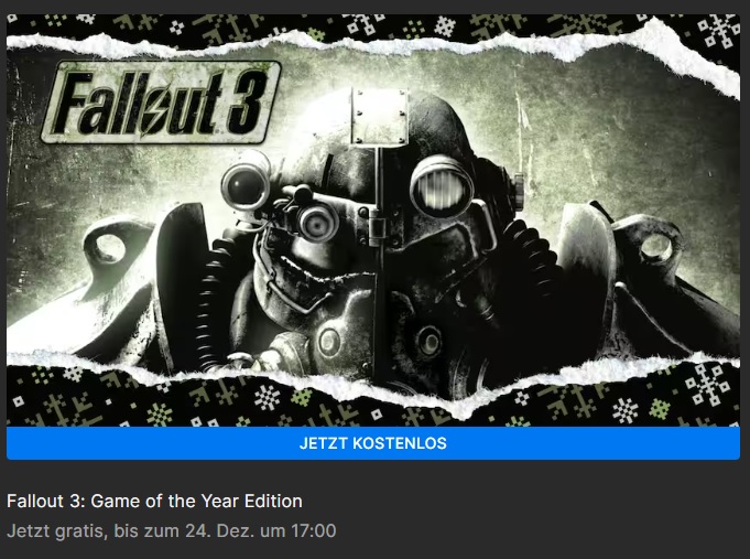 Epic Games Store Freebie: Fallout 3: Game of the Year Edition (PC ...